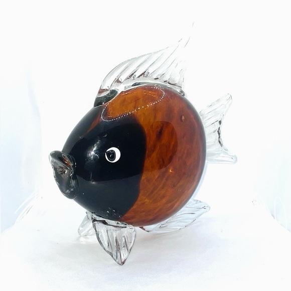 Source Unknown | Art | Blown Glass Kissing Fish Clear Brown Amber Glass ...